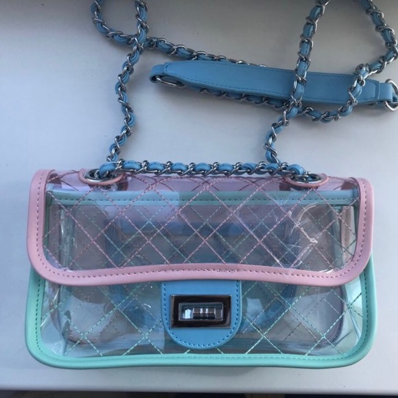 Bags | Mint Pink Clear Flap Bag | Poshmark